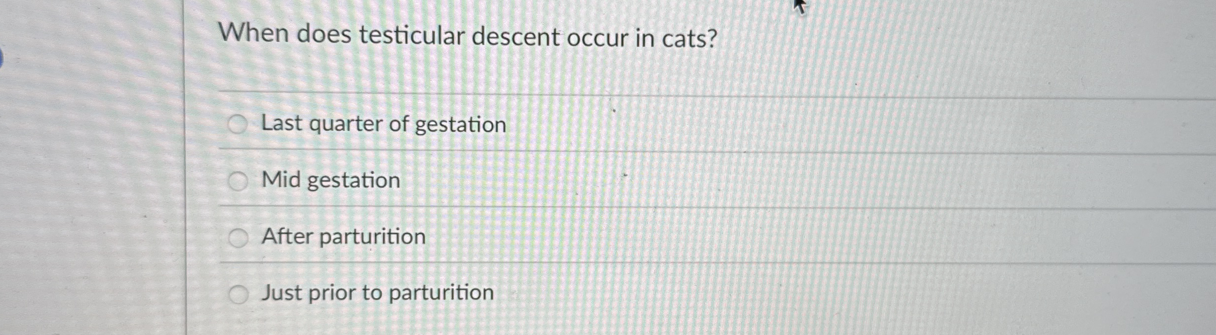 Solved When does testicular descent occur in cats?Last | Chegg.com