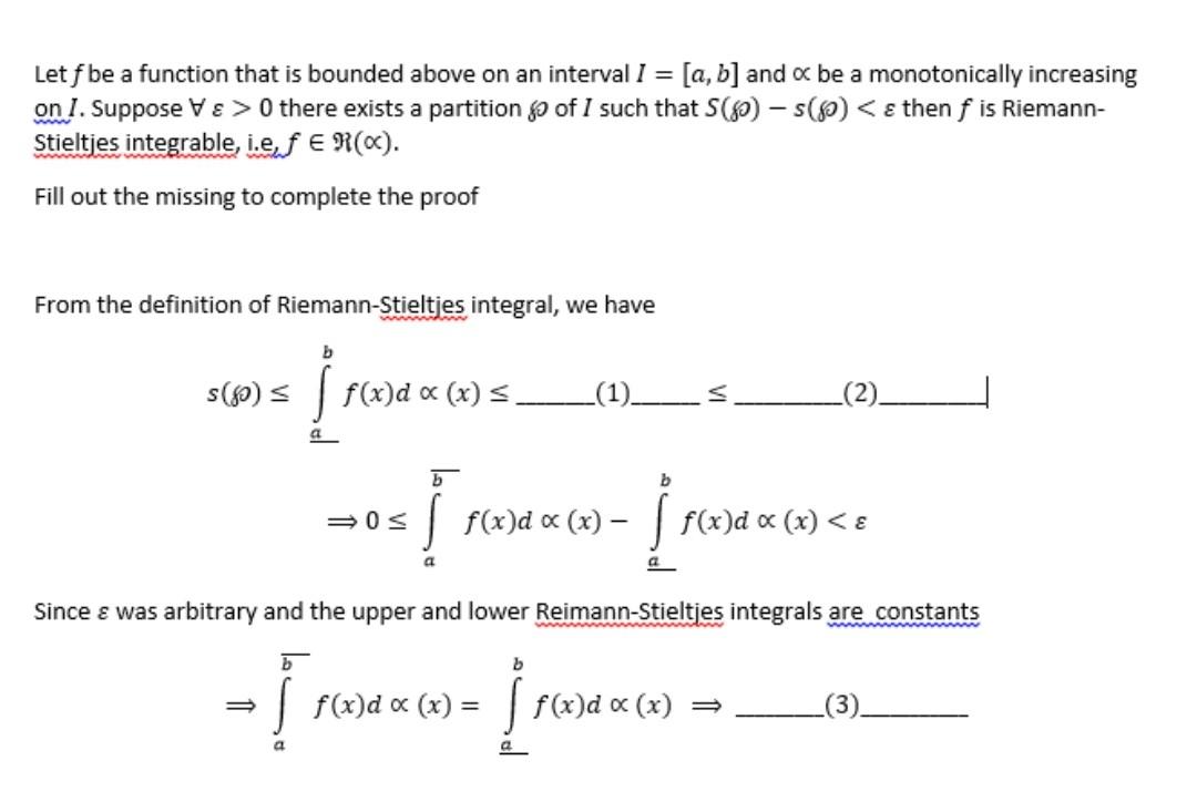 Solved Let f be a function that is bounded above on an | Chegg.com