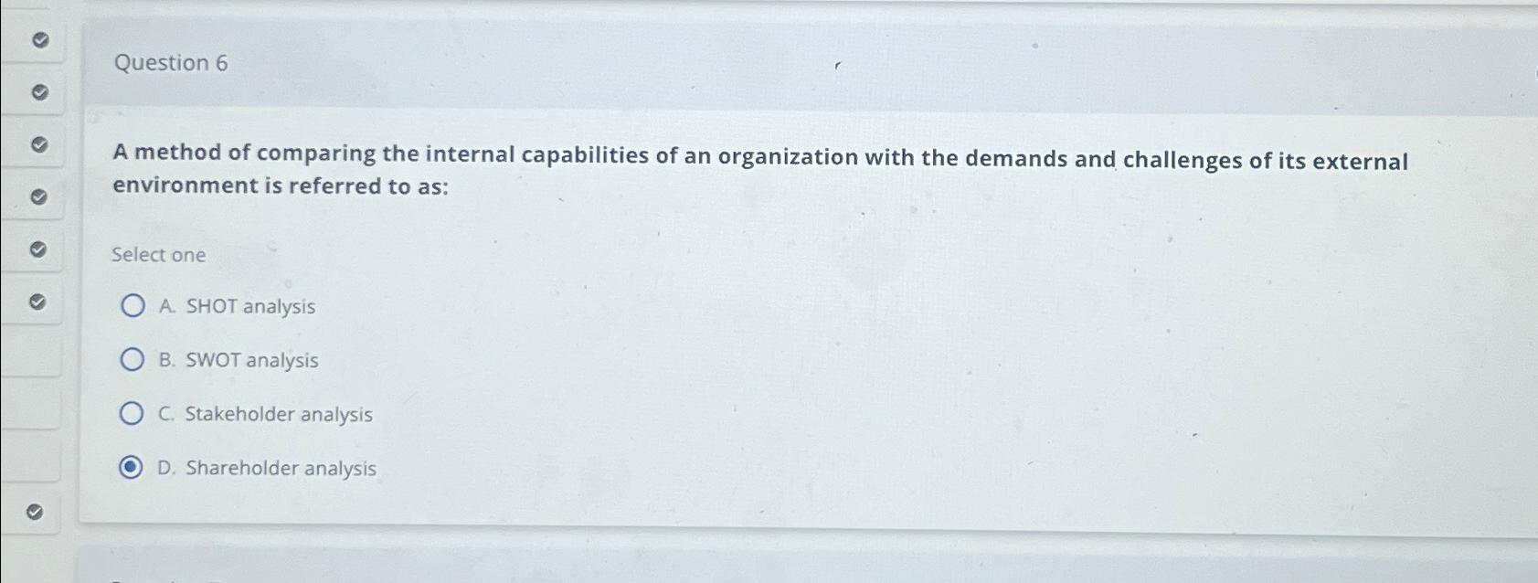Solved Question 6A method of comparing the internal | Chegg.com