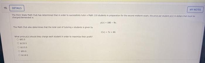 Solved 15. DETAILS MY NOTES The Penn State Math Club has | Chegg.com