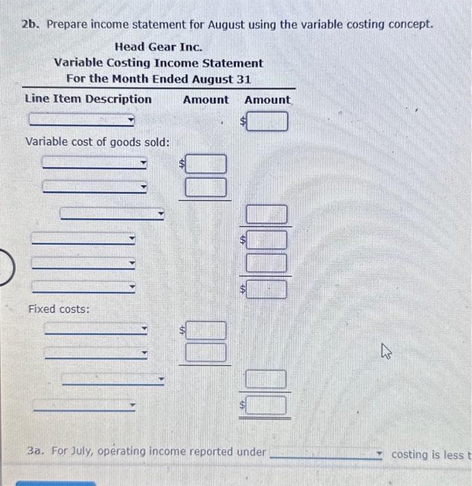 Solved 2b. Prepare income statement for August | Chegg.com