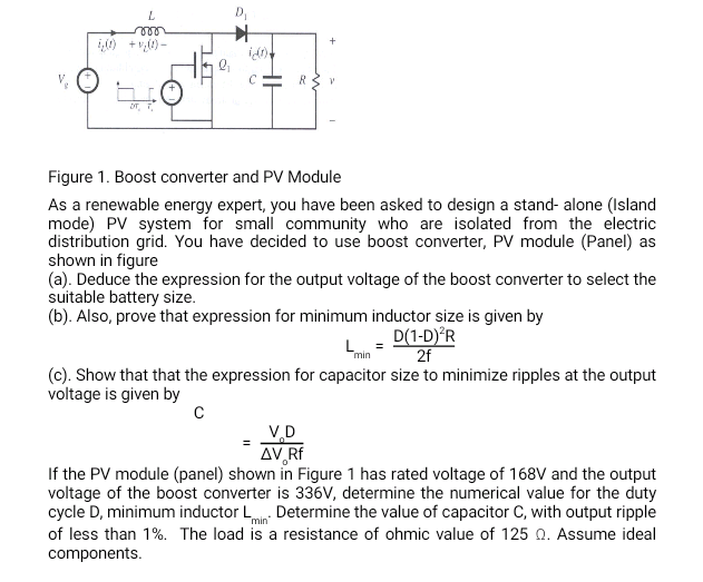 Solved Figure 1. Boost converter and PV Module As a | Chegg.com