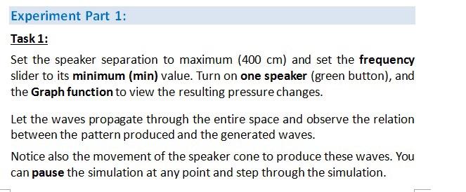 Wave Interference PHET Simulation Click the speaker | Chegg.com