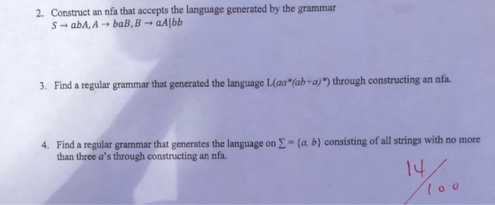 Solved 2 Construct An Nfa That Accepts The Language 2447