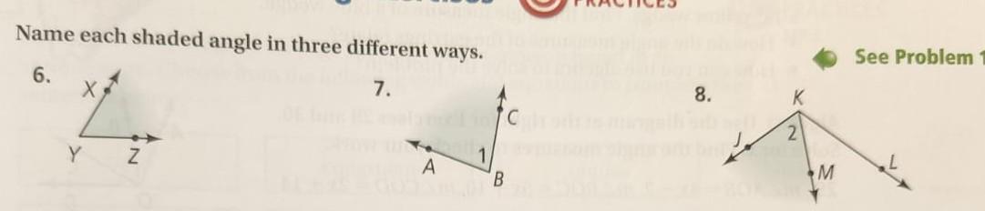 Solved Name each shaded angle in three different ways. 6. | Chegg.com
