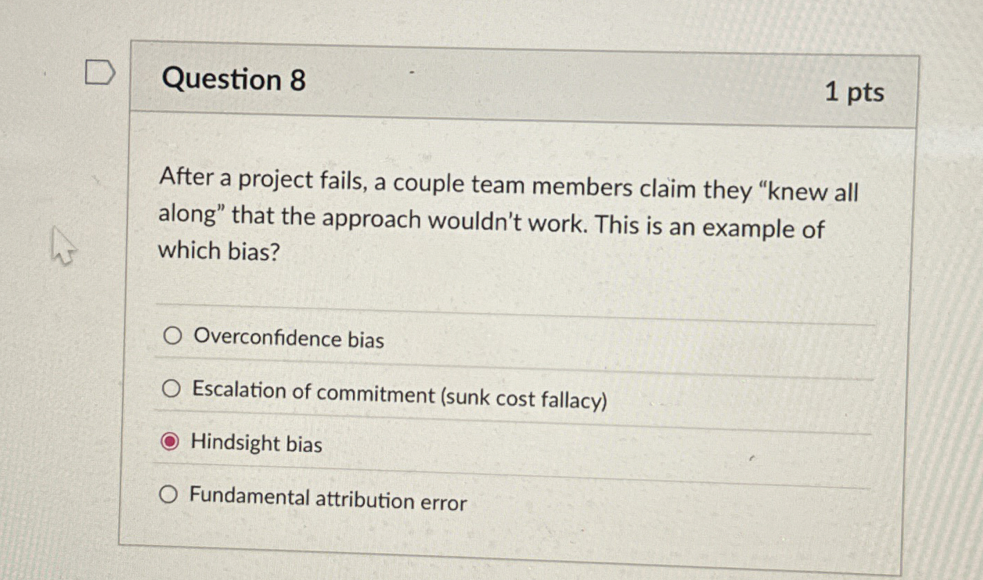 Solved Question 81 ﻿ptsAfter a project fails, a couple team | Chegg.com