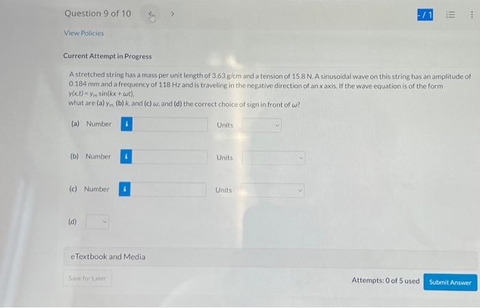 Solved A stretched string has a mass per unit length of 3.63 | Chegg.com