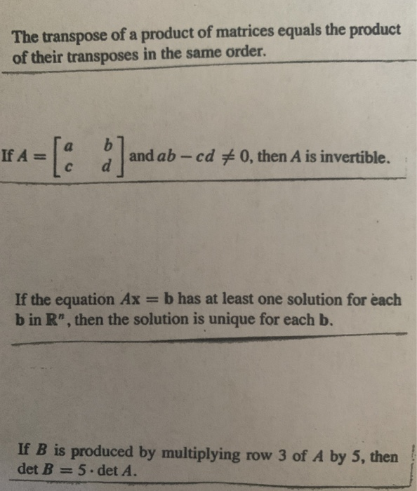 Solved The transpose of a product of matrices equals the | Chegg.com