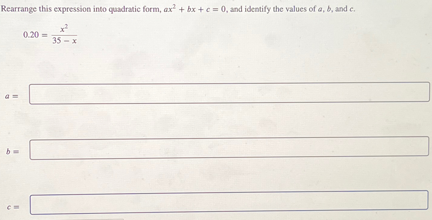 Rearrange this expression into quadratic form, | Chegg.com