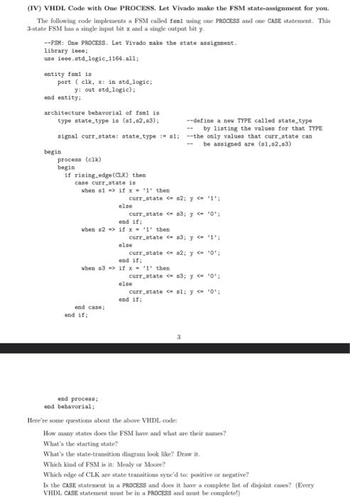 The following code implementi a FSM called fant using | Chegg.com
