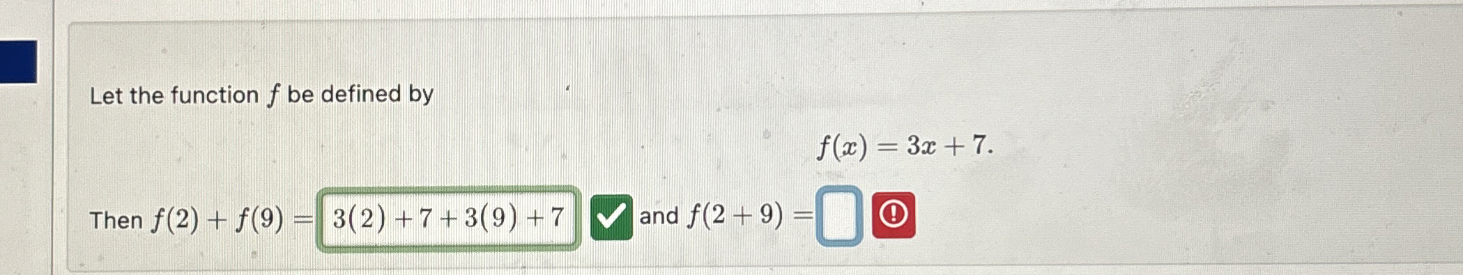 Solved Let the function f ﻿be defined byf(x)=3x+7Then | Chegg.com