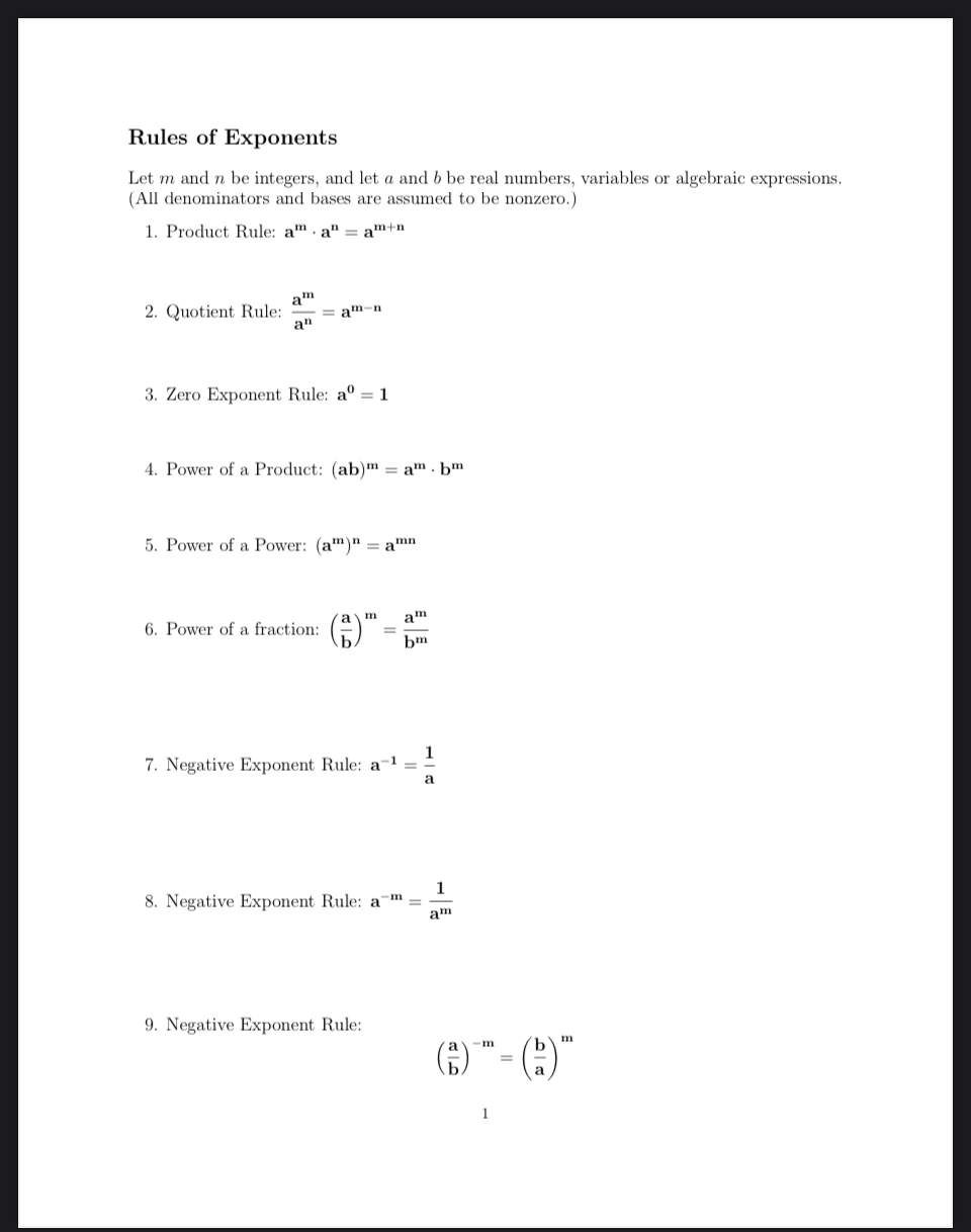 Solved Rules of ExponentsLet m ﻿and n ﻿be integers, and let | Chegg.com