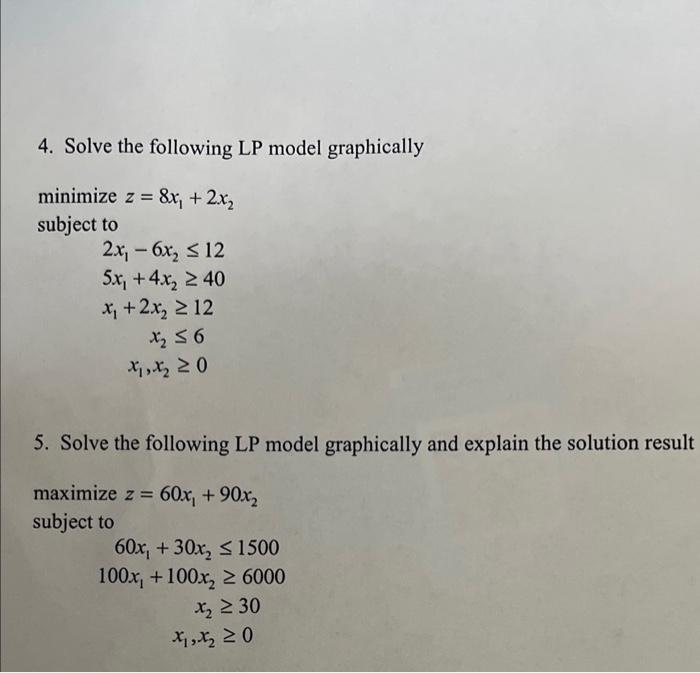Solved leaner programing. i want it to be solved manually | Chegg.com