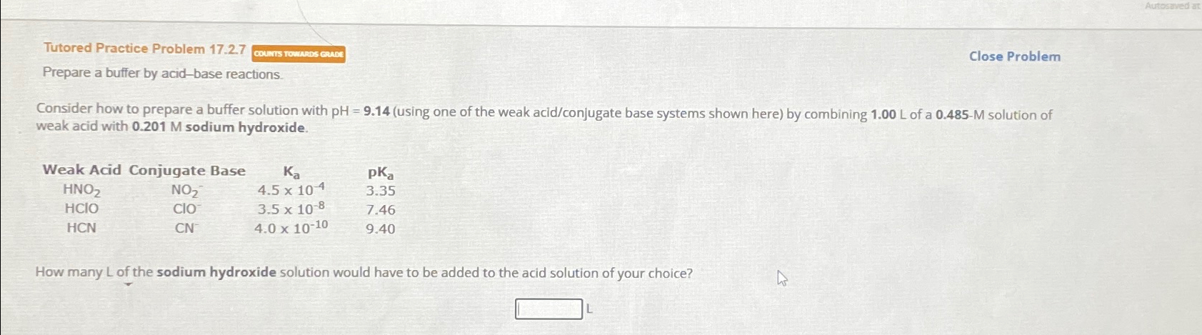 Solved Tutored Practice Problem 17.27Close ProblemPrepare a | Chegg.com