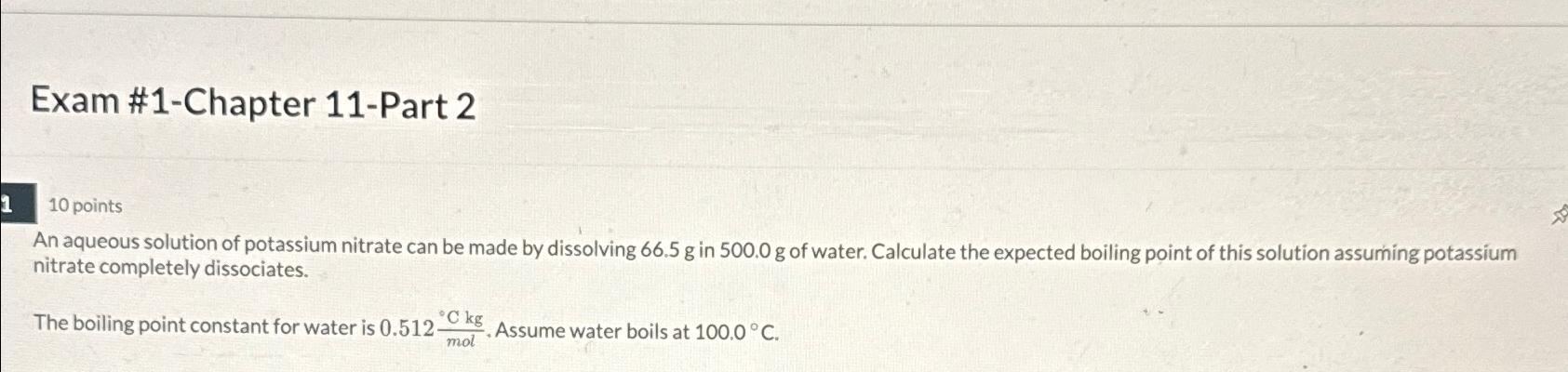 Solved Exam #1-Chapter 11-Part 210 ﻿pointsAn aqueous | Chegg.com