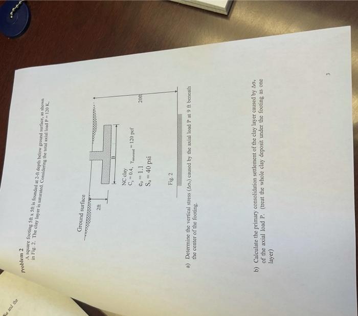 Solved and the Problem 2 A square footing 5A x 5ft is | Chegg.com