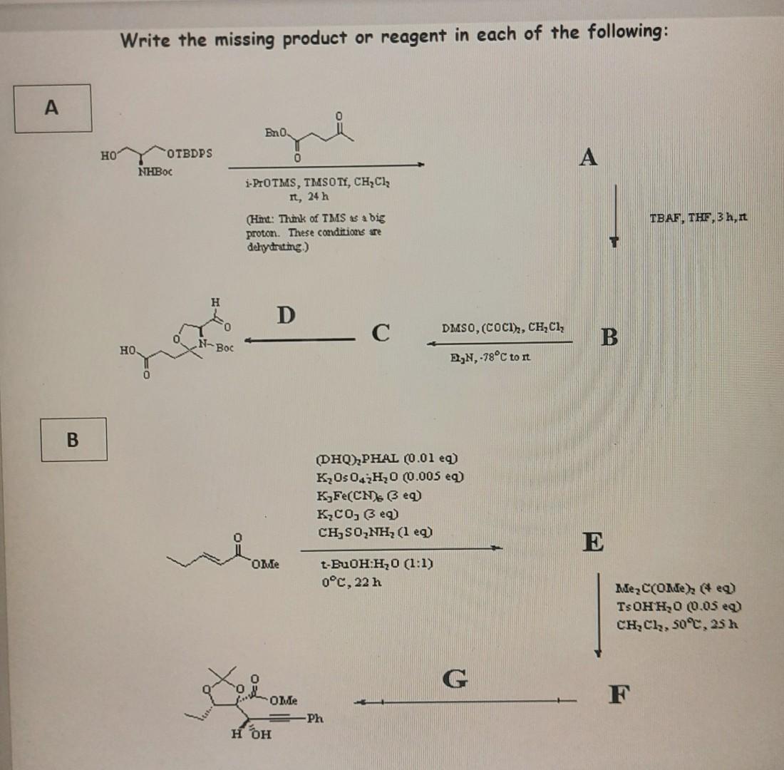 Solved Write the missing product or reagent in each of the | Chegg.com