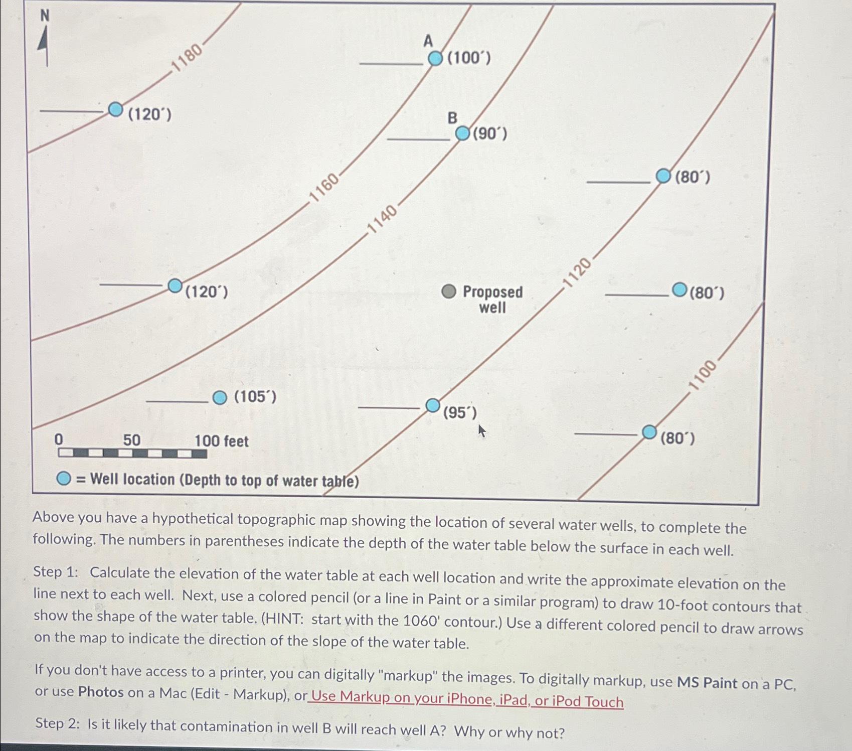 Solved Above you have a hypothetical topographic map showing | Chegg.com