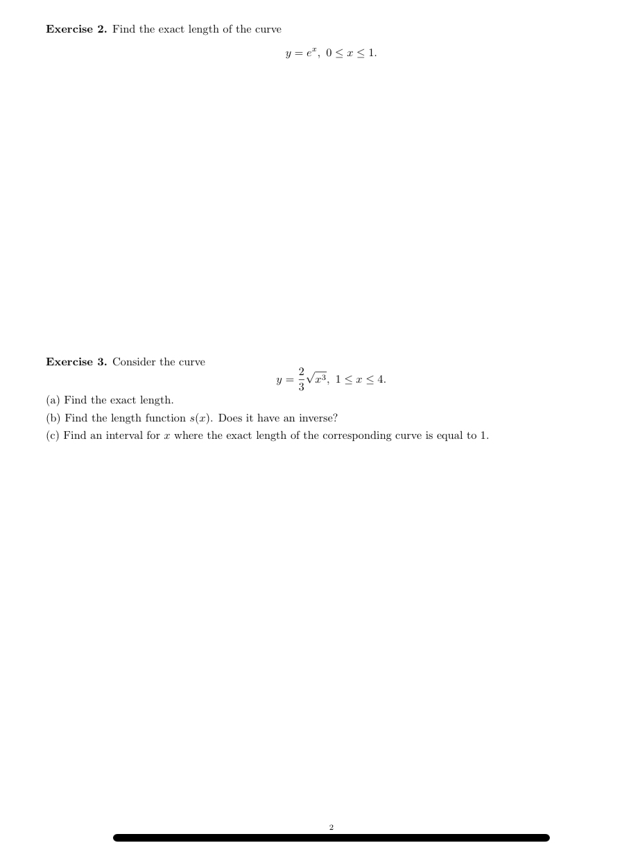 Solved Exercise 2. ﻿Find the exact length of the | Chegg.com