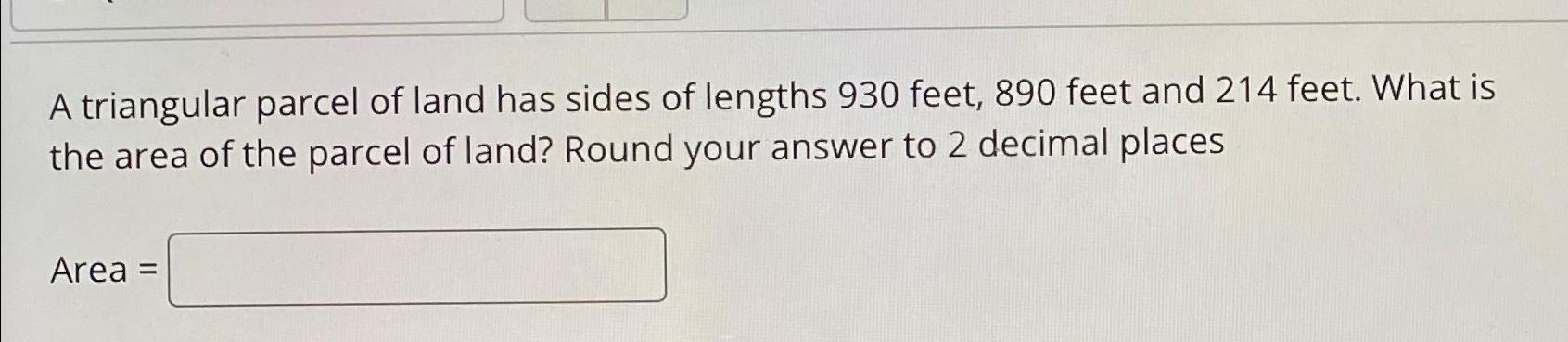 Solved A triangular parcel of land has sides of lengths 930 | Chegg.com