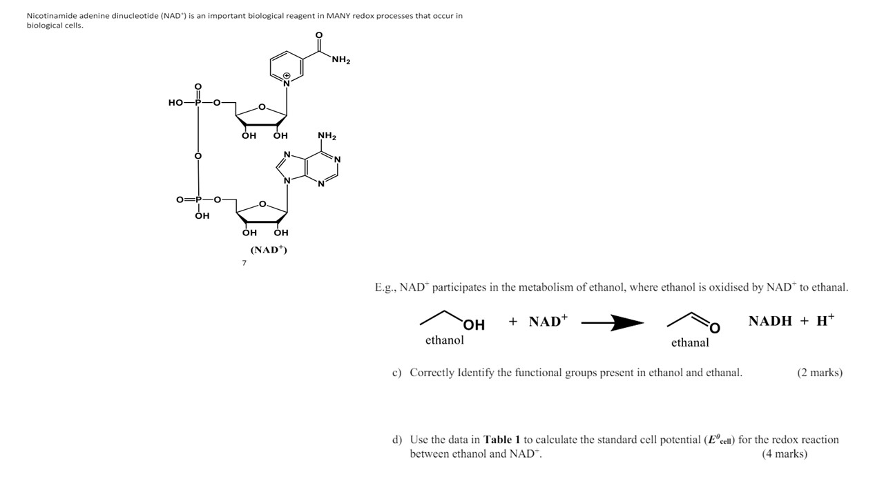 Solved Nicotinamide adenine dinucleotide (NAD**) ﻿is an | Chegg.com
