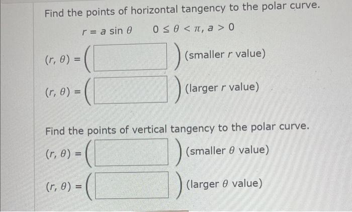 Solved Find the points of horizontal tangency to the polar | Chegg.com