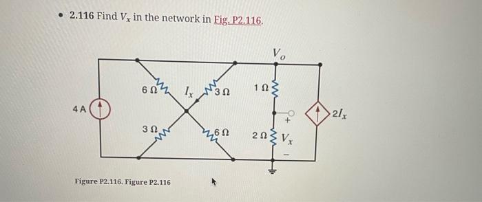 Solved - 2.116 Find Vx in the network in Eig.P2.116. Figure | Chegg.com