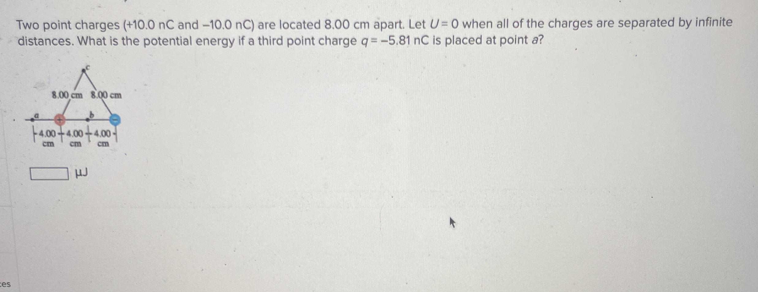 Two point charges ( 10.0 ﻿nC and -10.0 ﻿nC ) ﻿are | Chegg.com