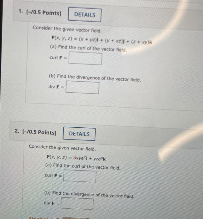 Solved Consider the given vector field. | Chegg.com