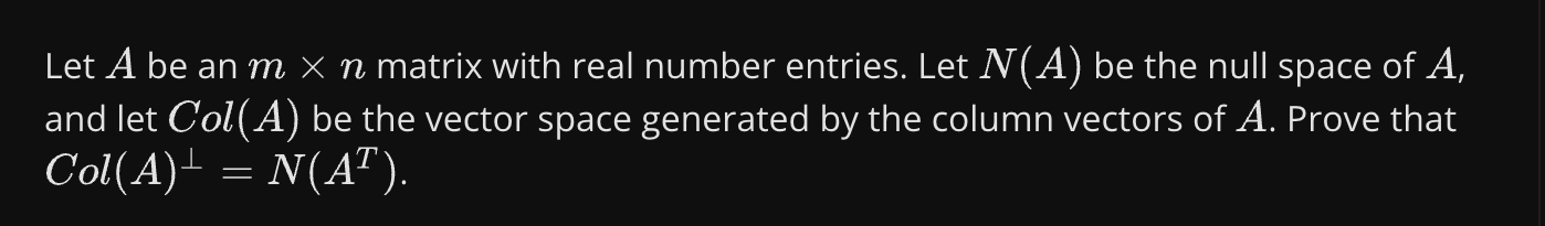 Solved Let A ﻿be an m×n ﻿matrix with real number entries. | Chegg.com