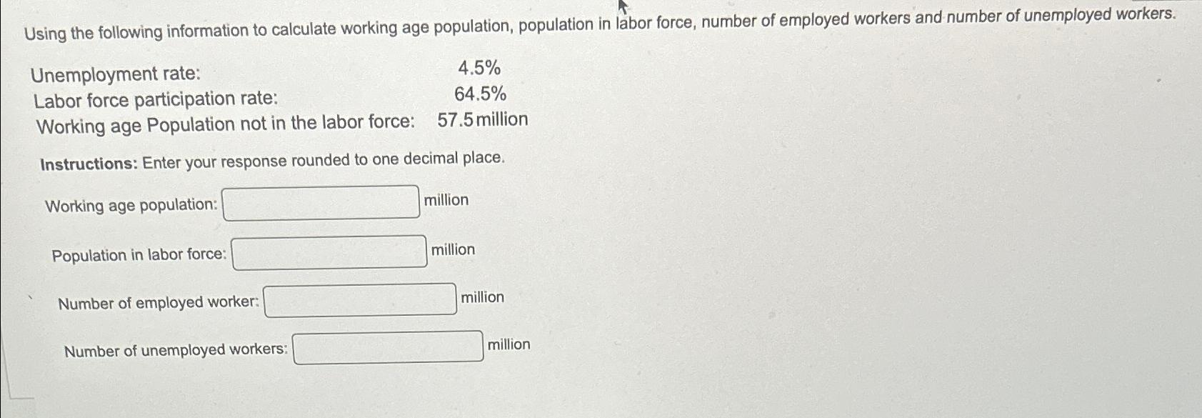 Solved Using the following information to calculate working | Chegg.com