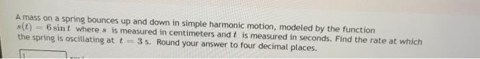 Solved A mass on a spring bounces up and down in simple | Chegg.com