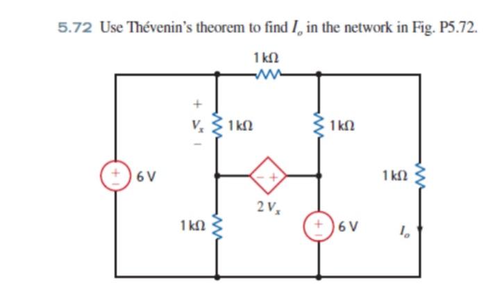 Solved 5.72 Use Thévenin's theorem to find Io in the network | Chegg.com