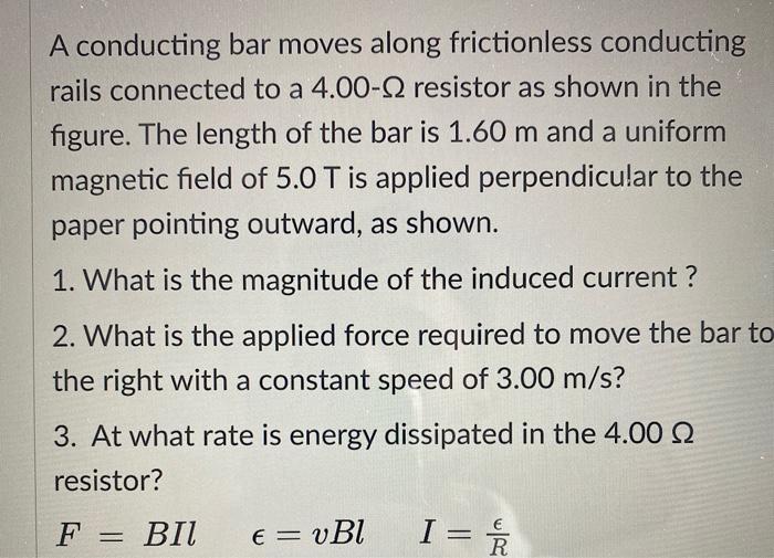Solved A conducting bar moves along frictionless conducting | Chegg.com