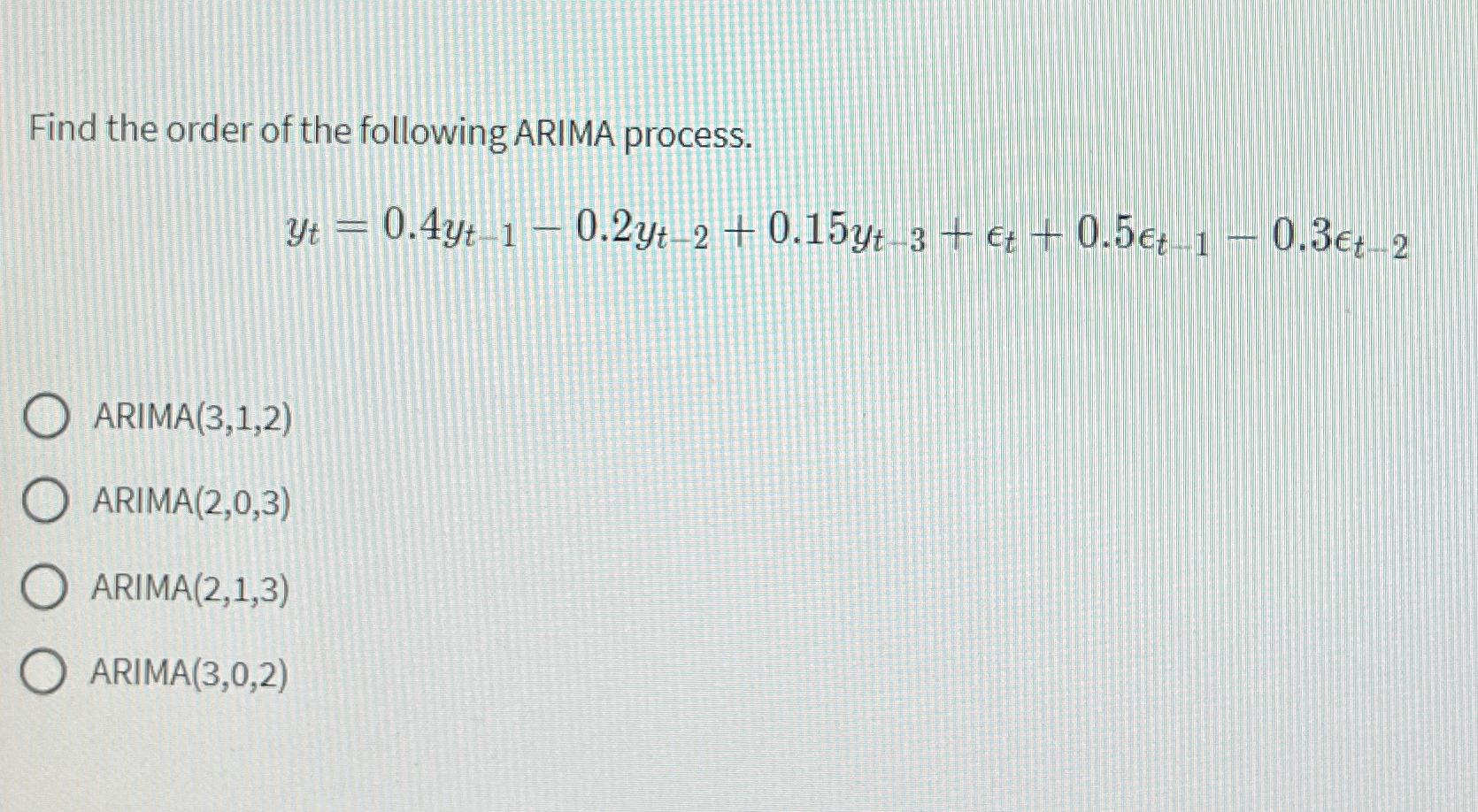 Solved Find the order of the following ARIMA | Chegg.com