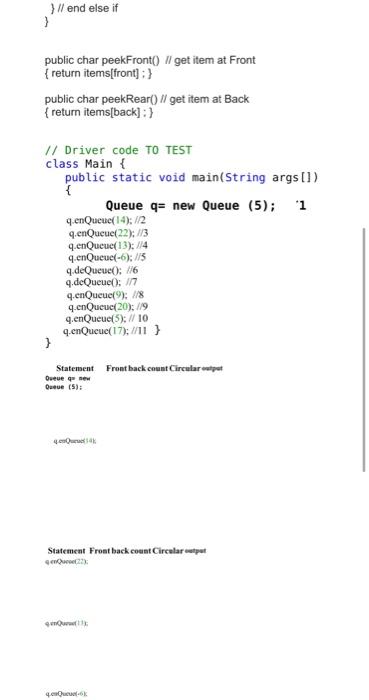 Solved TASK : a- Complete Queue class that Used circular | Chegg.com