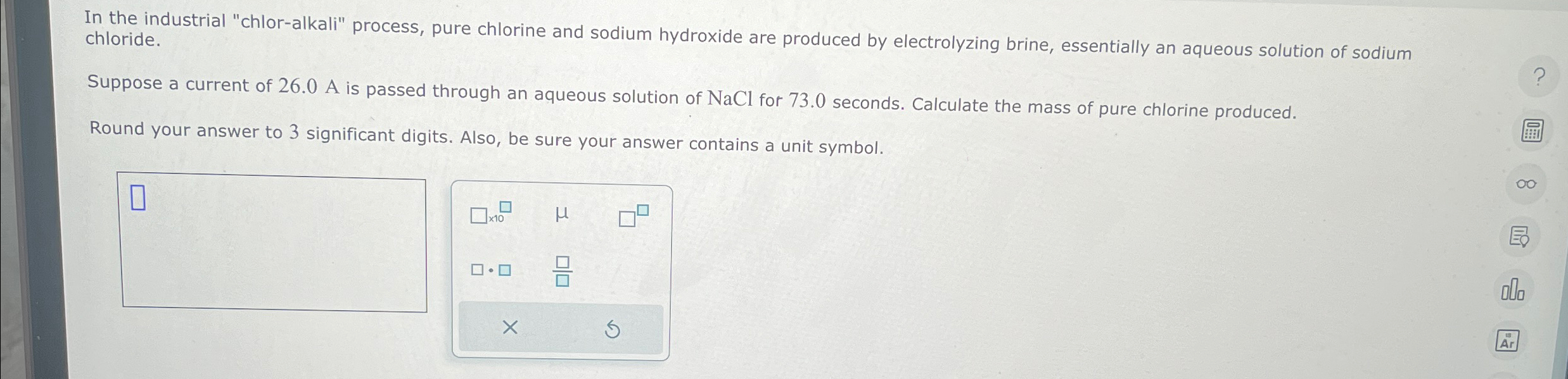 Solved In the industrial "chlor-alkali" process, pure | Chegg.com