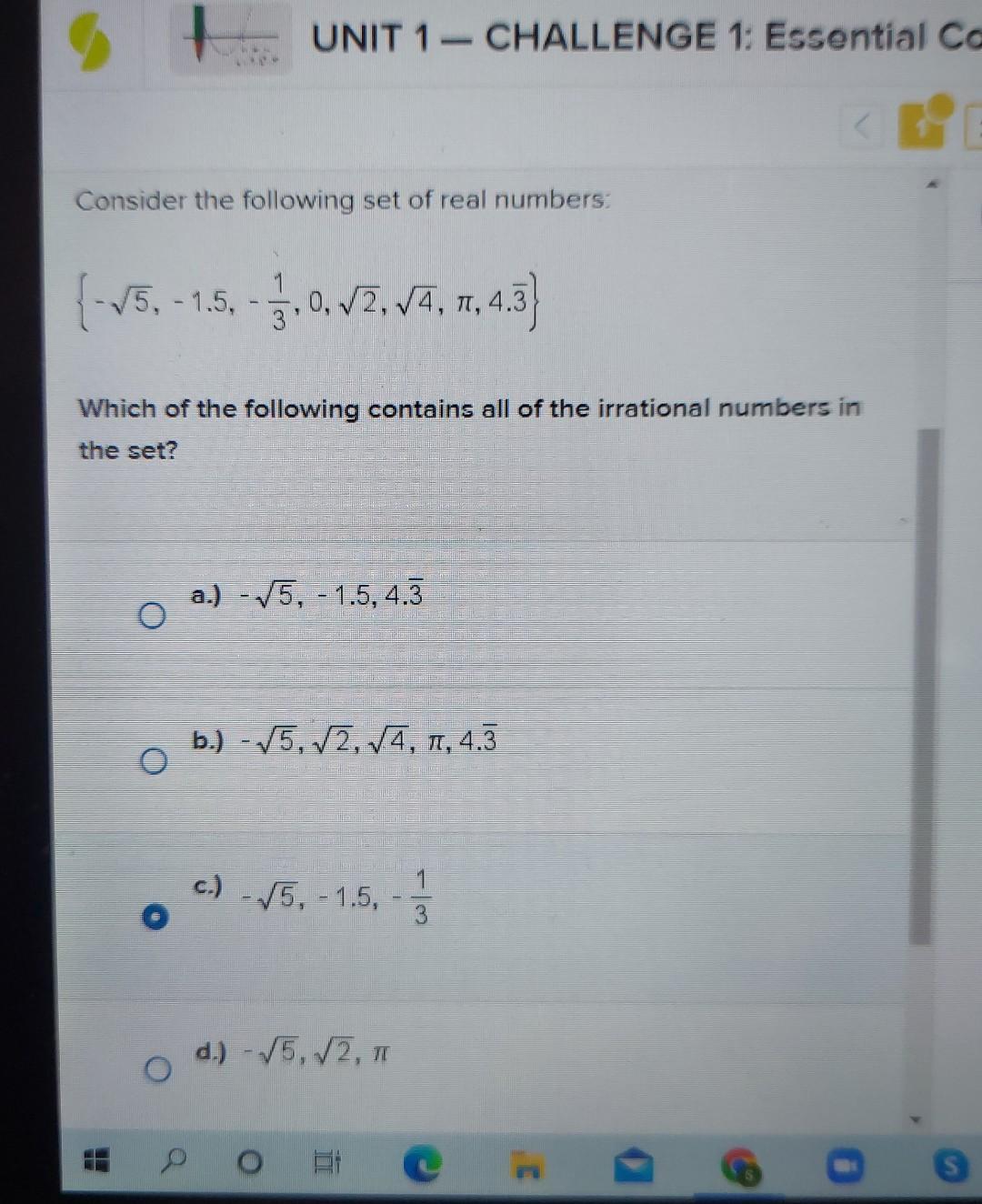 Solved Consider the following set of real numbers: | Chegg.com