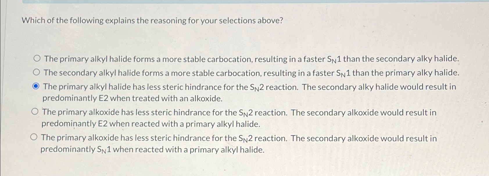 Solved Which of the following explains the reasoning for | Chegg.com