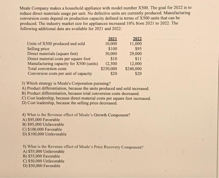 Solved Meale Company makes a household appliance with model | Chegg.com