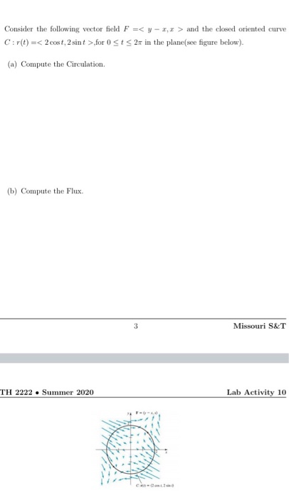 Solved Consider the following vector field F = | Chegg.com