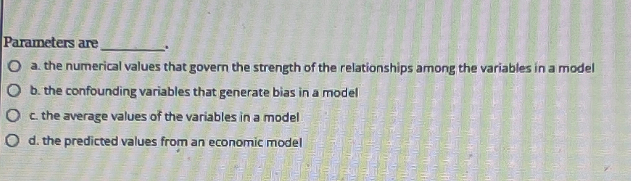 Solved Parameters area. ﻿the numerical values that govern | Chegg.com