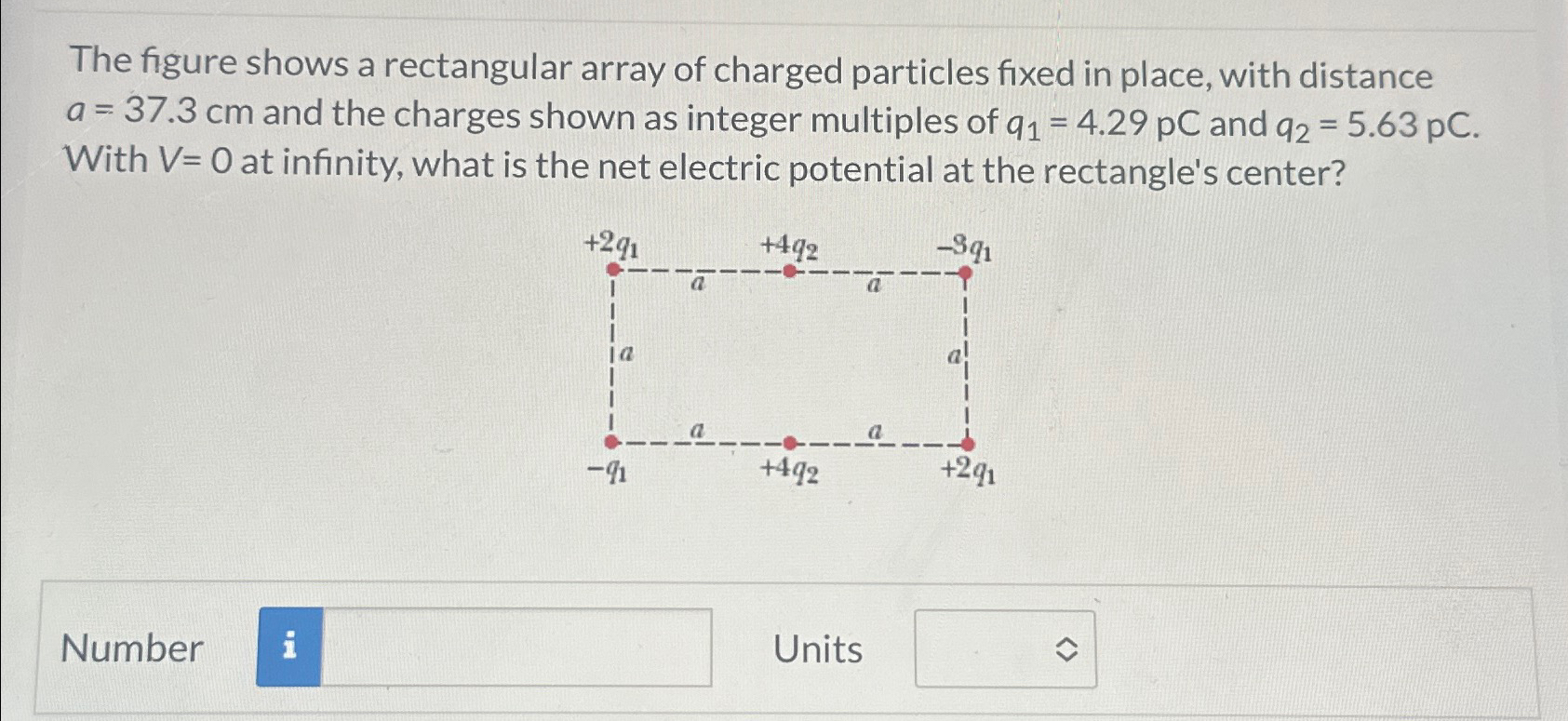 Solved The figure shows a rectangular array of charged | Chegg.com