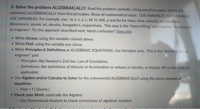 Solved 3- Solve the problem ALGEBRAICALLY. Read the problem | Chegg.com