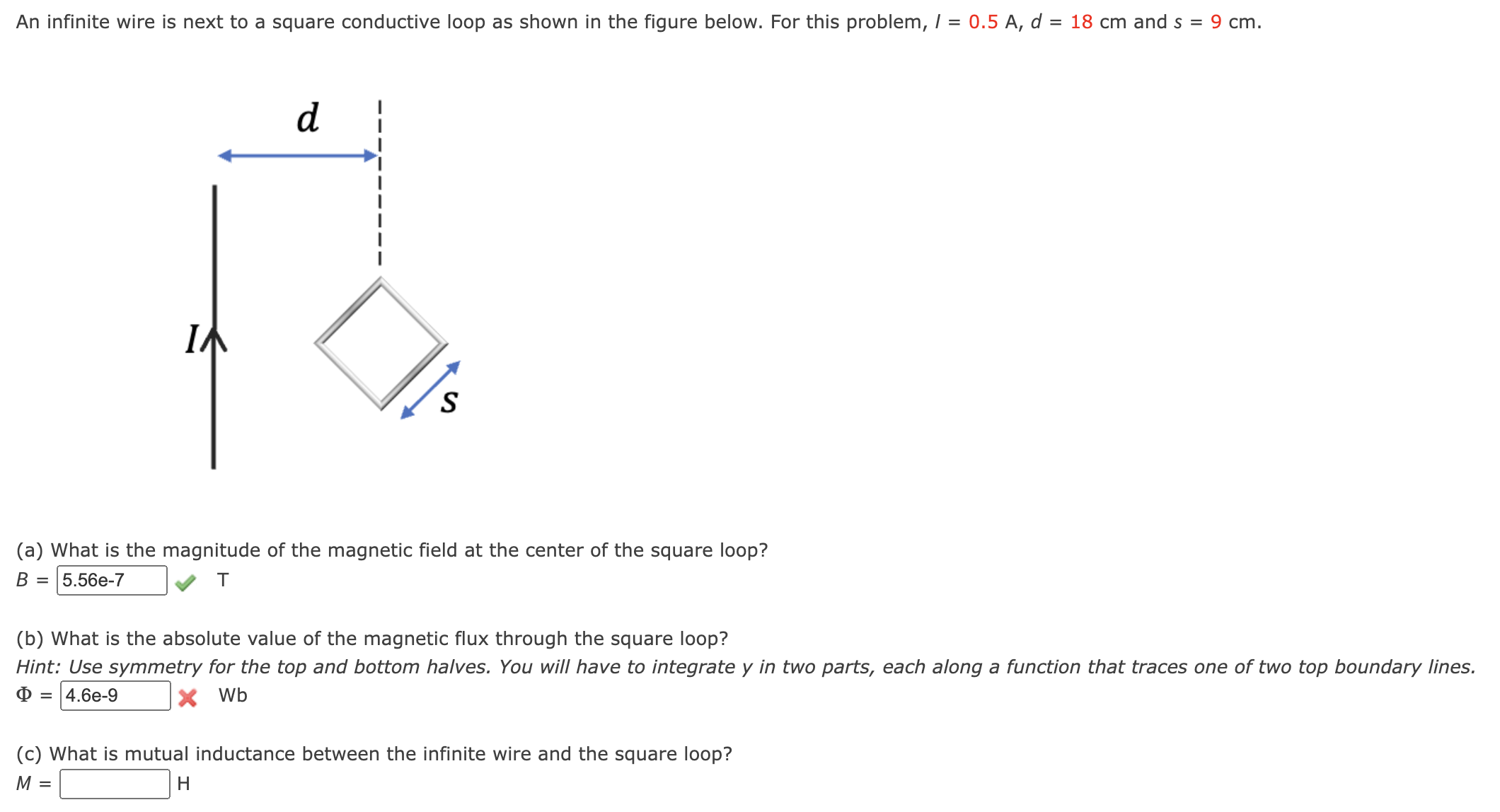 Solved An infinite wire is next to a square conductive loop | Chegg.com