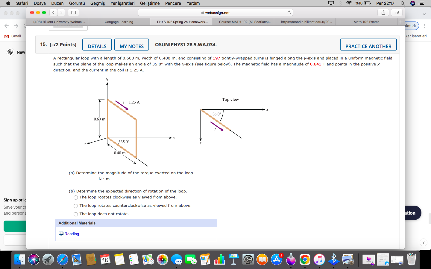 Solved A rectangular loop with a length of 0.600m, ﻿width of | Chegg.com