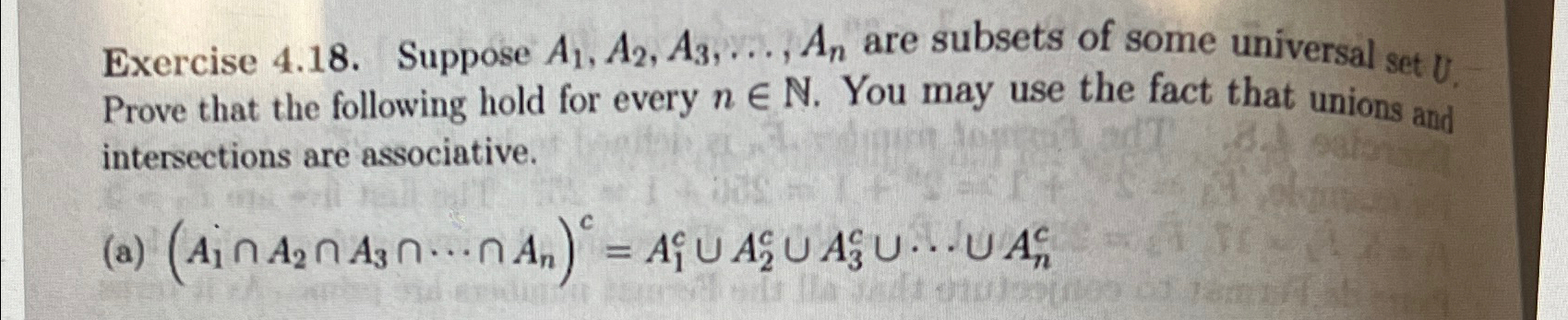 Solved Exercise 4.18. ﻿Suppose A1,A2,A3,dots,An ﻿are subsets | Chegg.com