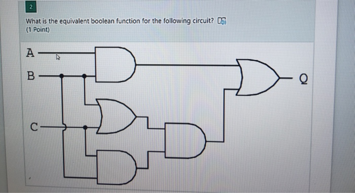 Solved 2 What is the equivalent boolean function for the | Chegg.com