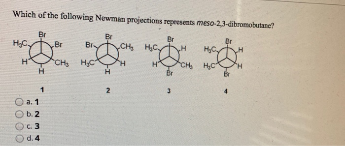 Solved Which of the following Newman projections represents | Chegg.com