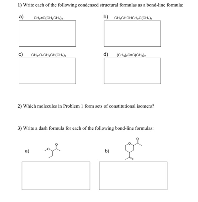 Solved 1) ﻿Write each of the following condensed structural | Chegg.com